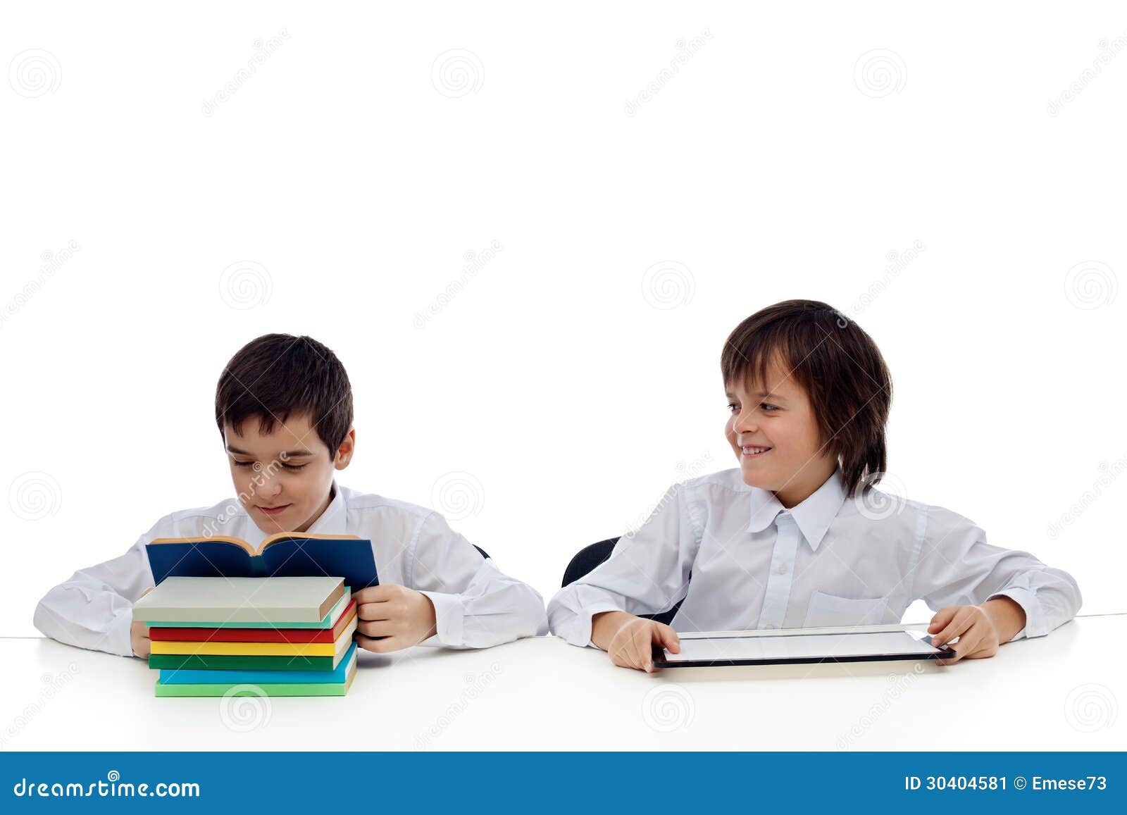 Two boys reading stock image. Image of hand, student - 30404581