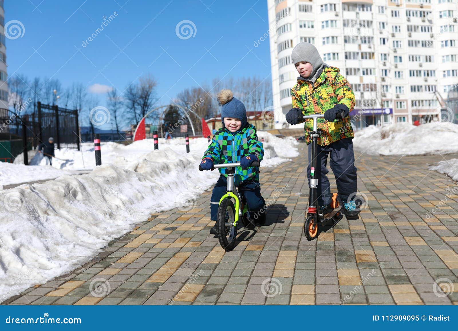 Two Boys Riding at Playground Stock Image - Image of cyclist, exercise ...