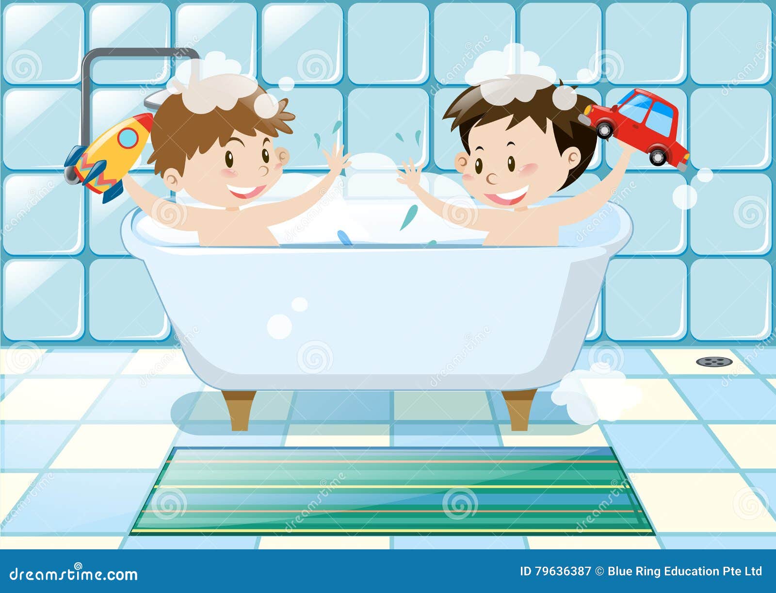 Two Boys Taking Bubble Bath Stock Vector - Illustration of clean ...
