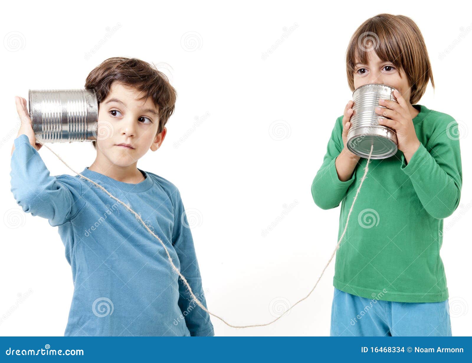Two Boys Talking On A Tin Can Phone Stock Images - Image: 16468334