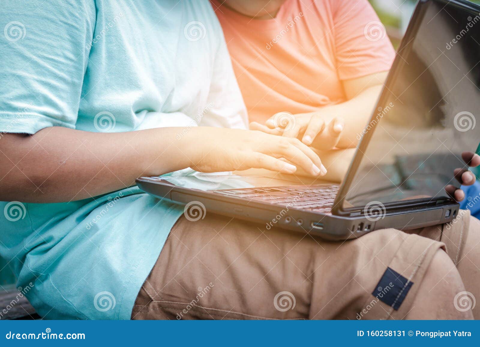 Two boys learning computer stock image. Image of internet - 160258131