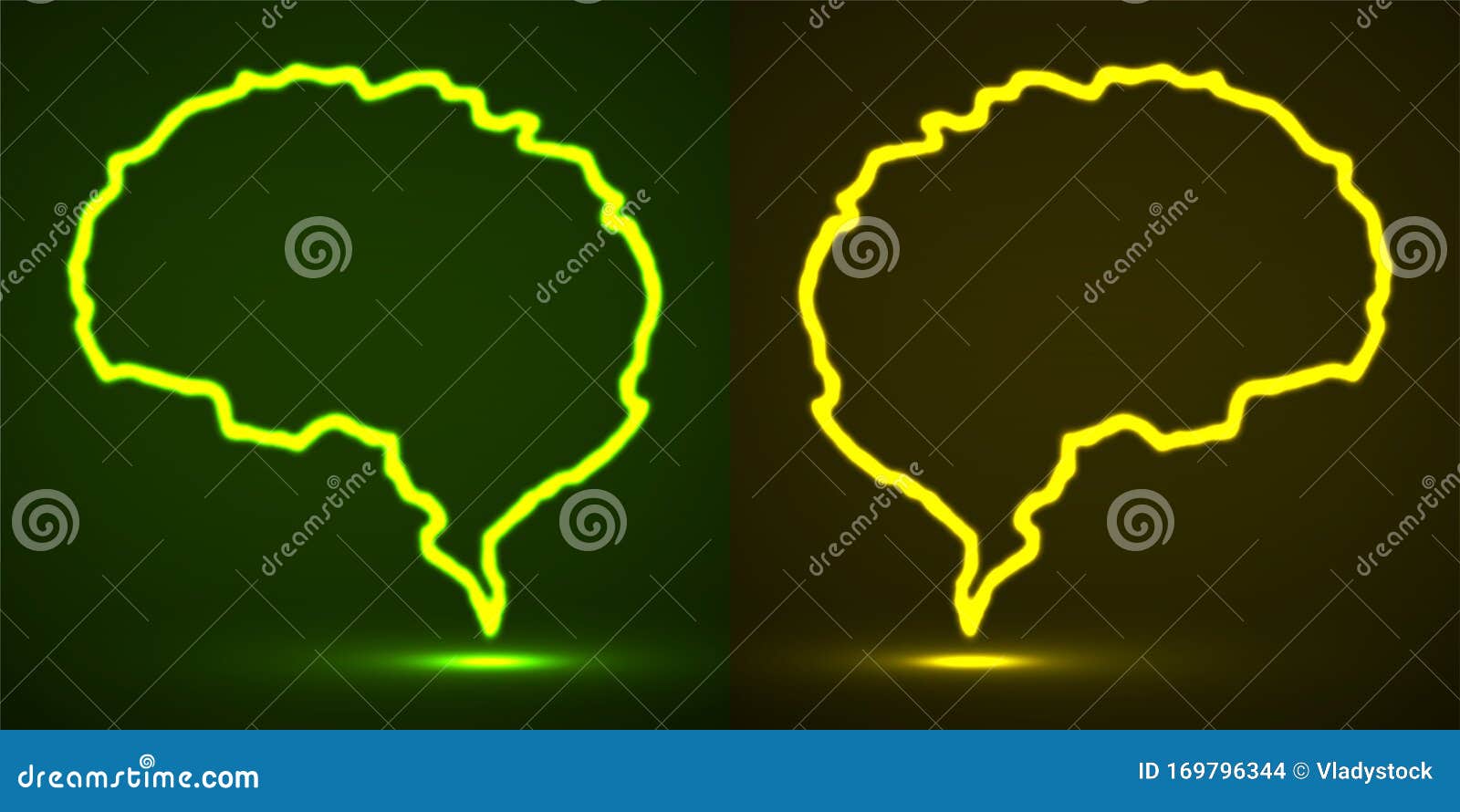 Two Brain with Glowing Contour Stock Vector - Illustration of logo ...