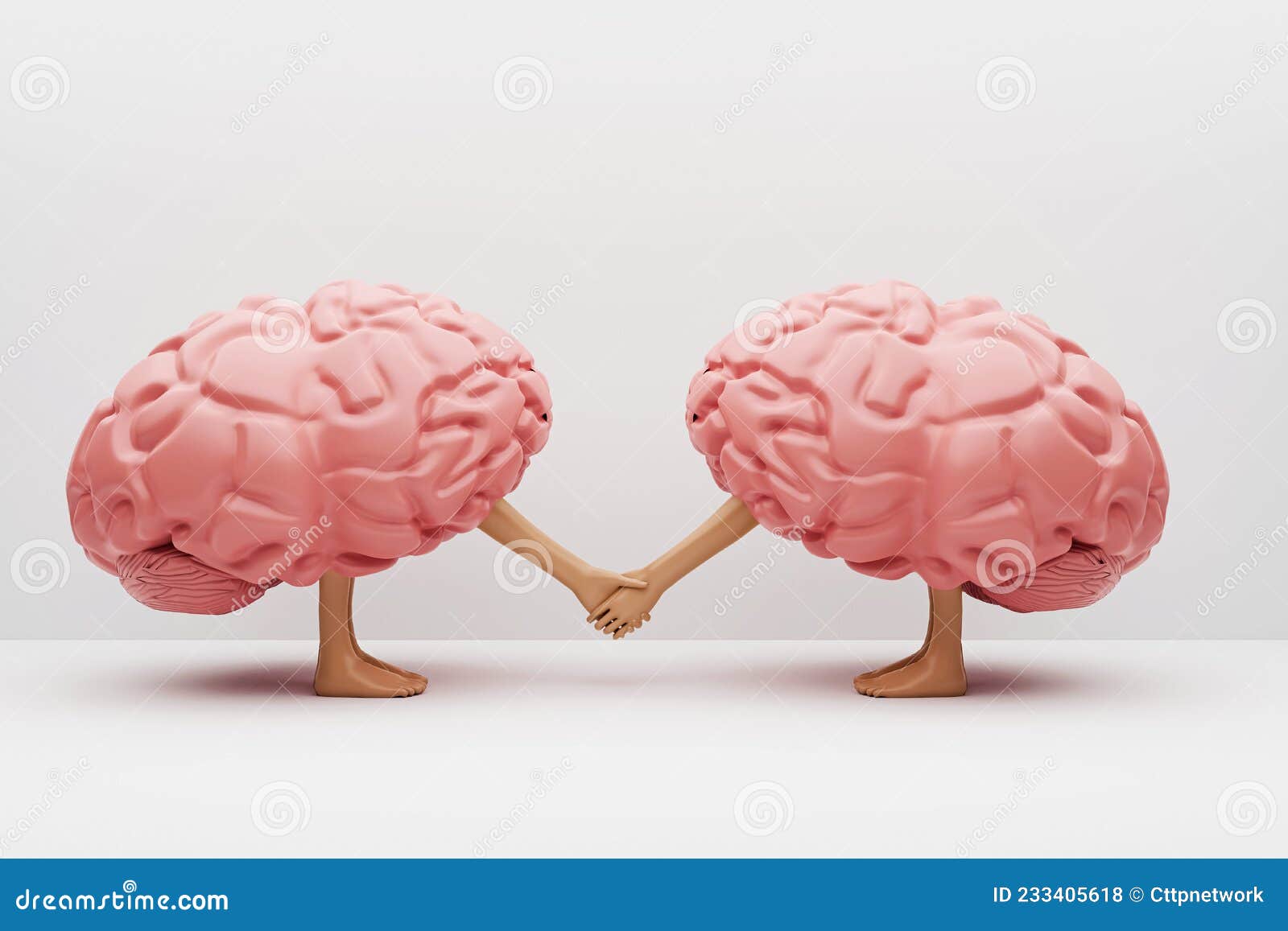 Two Brains Shaking Hands with Each Other, Sharing Ideas with Each Other ...