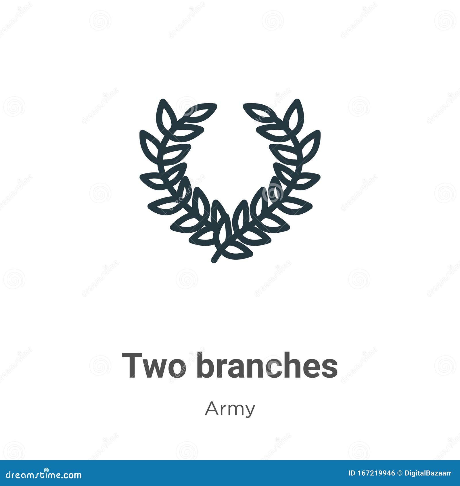 Two Branches Symbol of Frame Outline Vector Icon. Thin Line Black Two ...