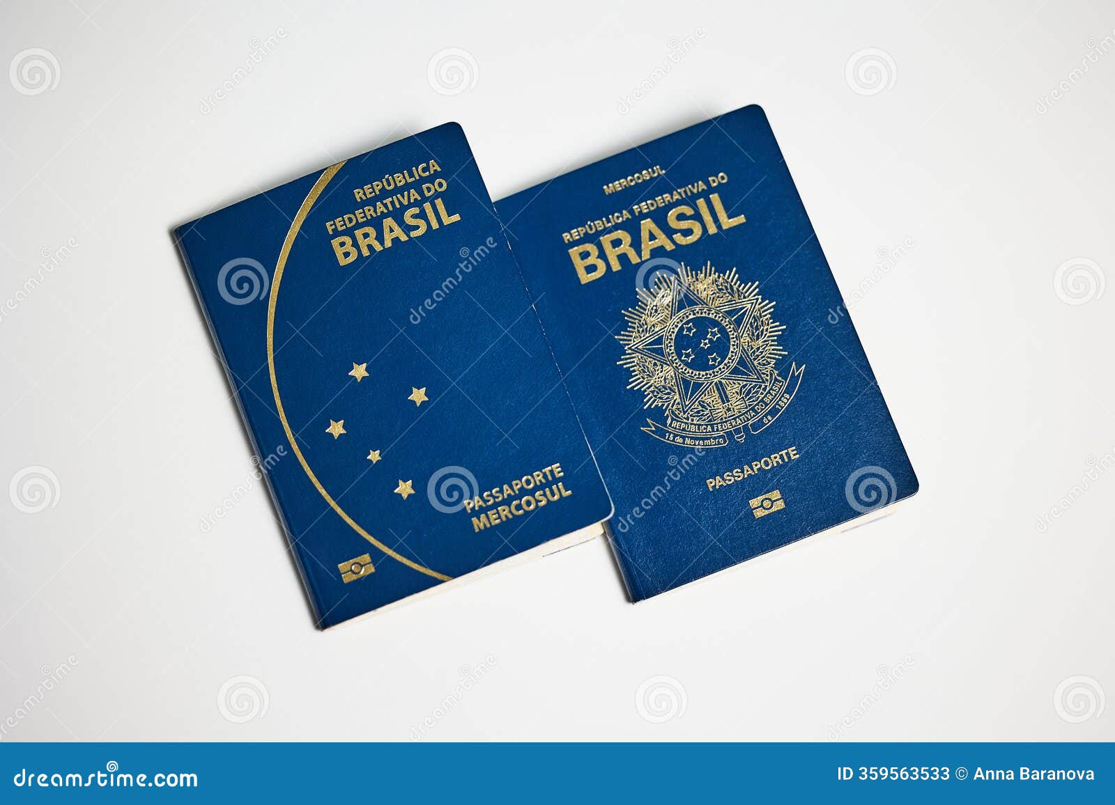 Two Brazilian Passports in Different Design on White Background Stock ...