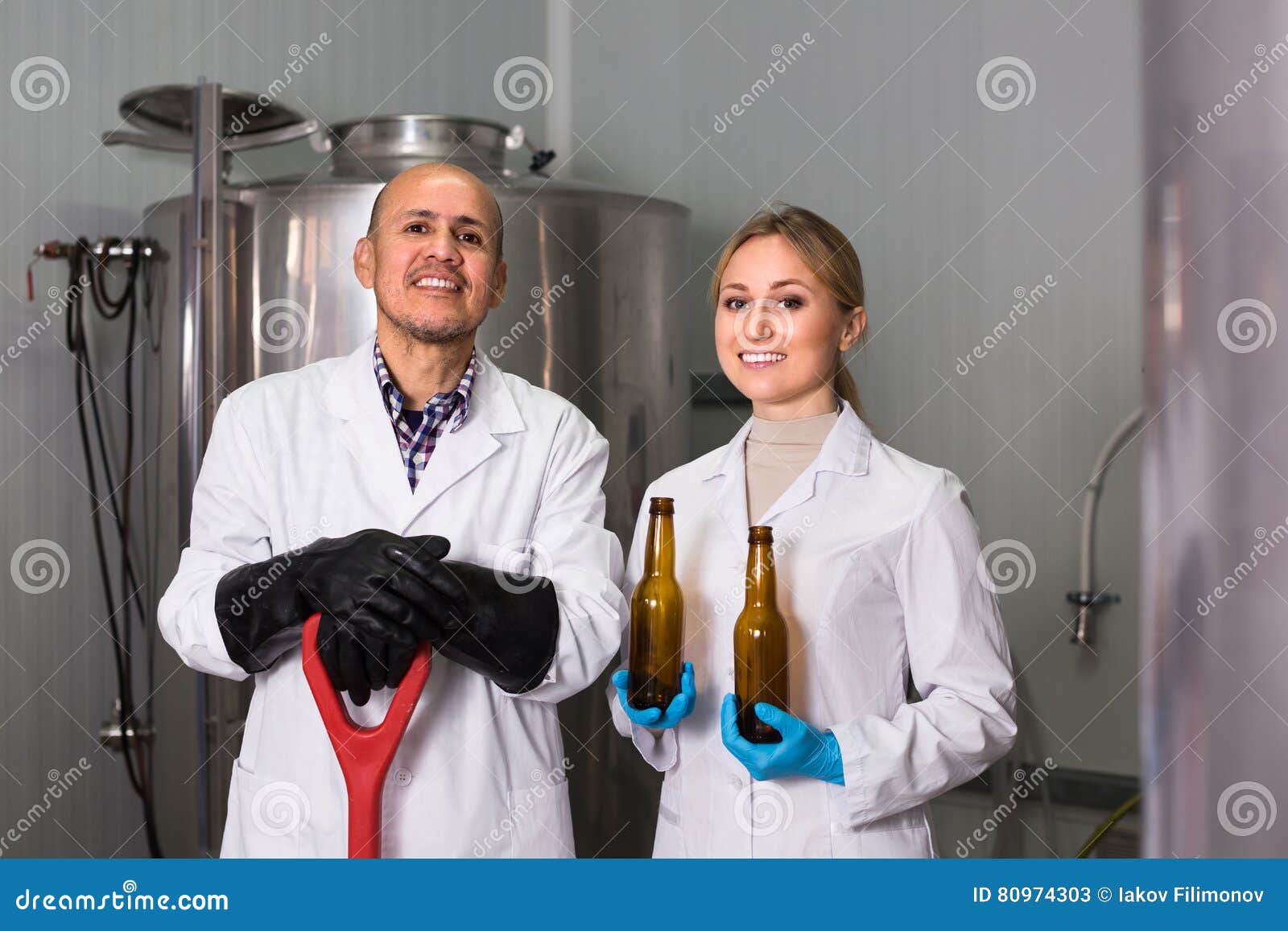 Two Brewery Workers on Beer Factory Stock Image - Image of beer ...