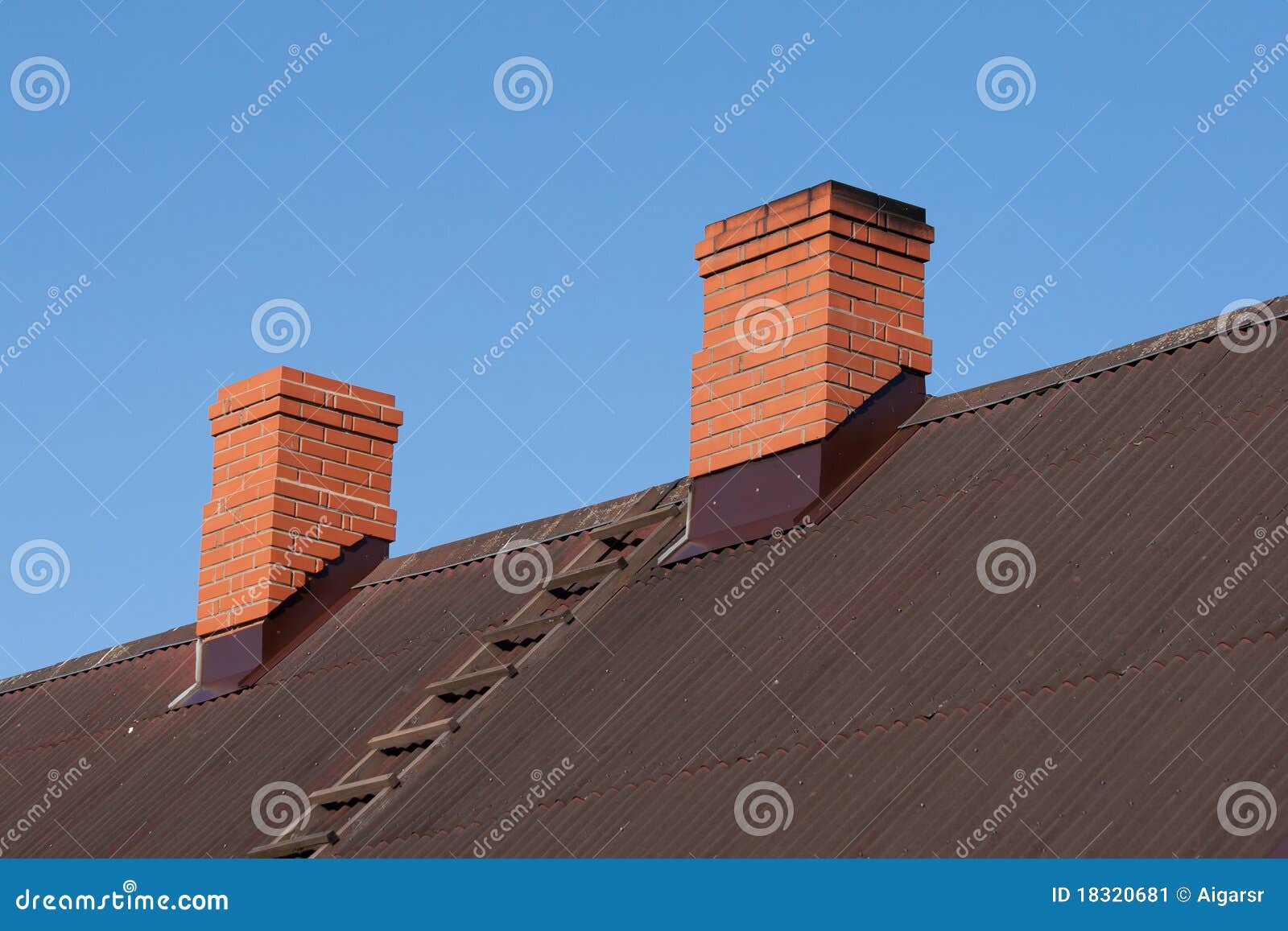Two brick chimney stock image. Image of house, stack - 18320681
