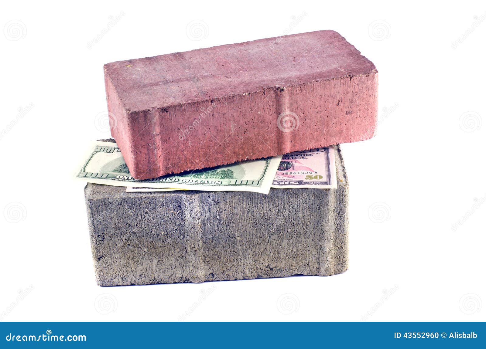 Two Brick and Dollar Money Concept Isolated on White Stock Photo ...
