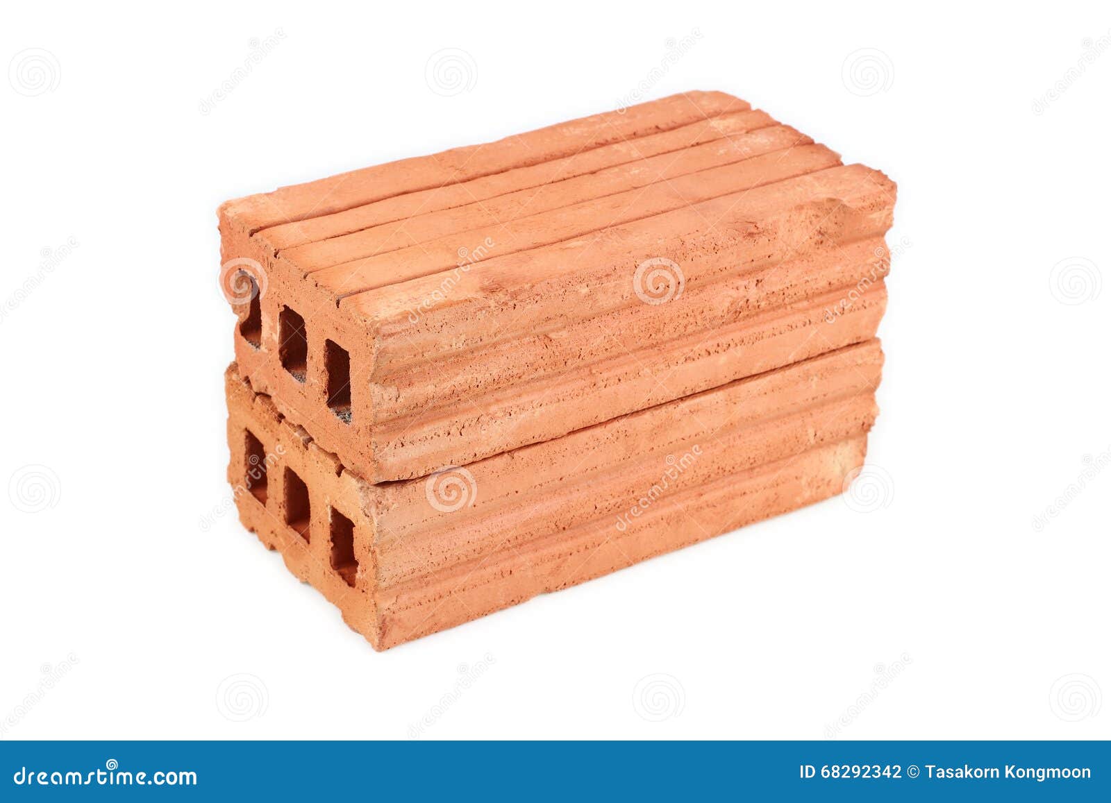 Two Bricks for Construction Isolated on White Stock Photo - Image of ...