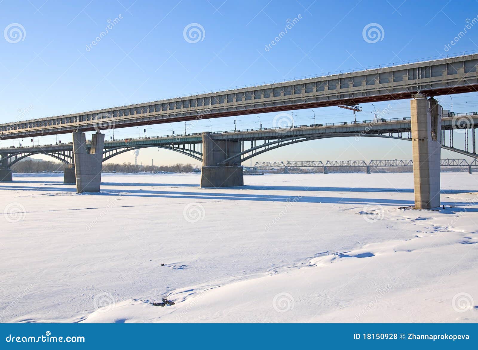 Two bridges stock photo. Image of architecture, snow - 18150928