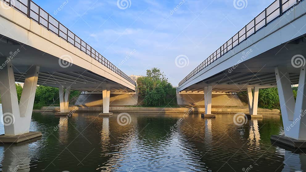 Between two bridges stock image. Image of reservoir - 219130395