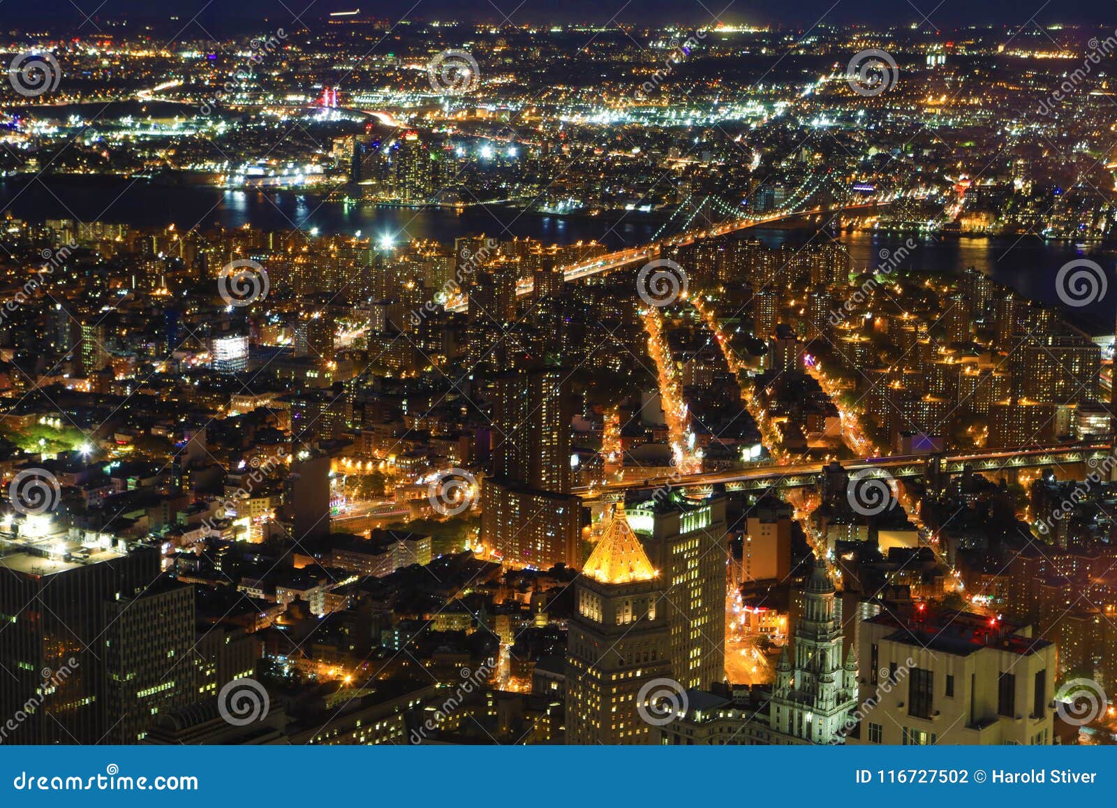 Two Bridges Aerial View in Lower Manhattan Stock Photo - Image of ...