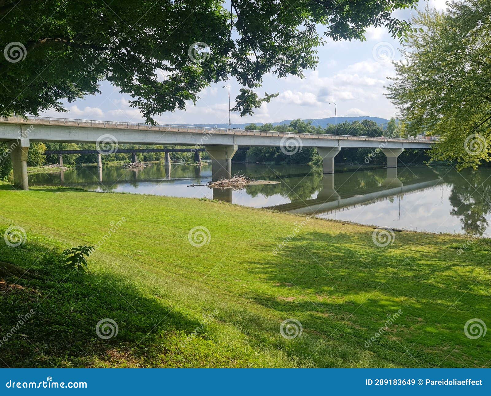 Two Bridges over a river stock image. Image of transport - 289183649