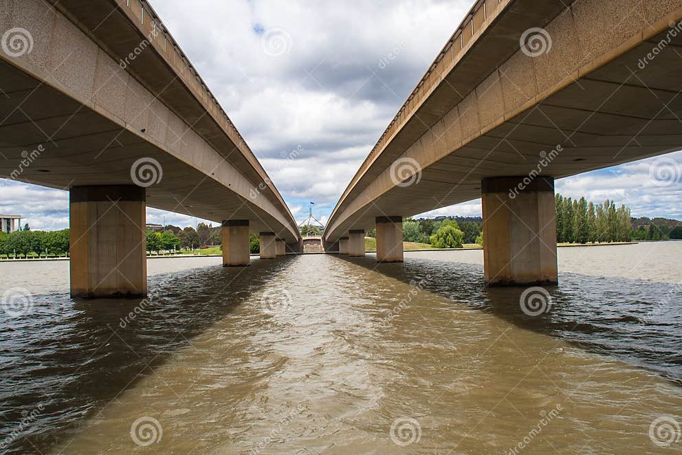 Two Bridges Side Side Water Stock Image - Image of lake, upward: 25928785
