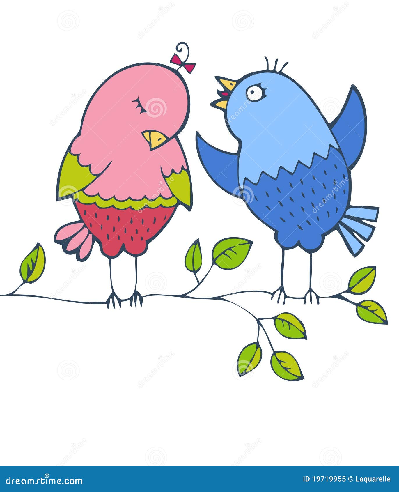 Two bright birds stock vector. Illustration of bird, leaves - 19719955