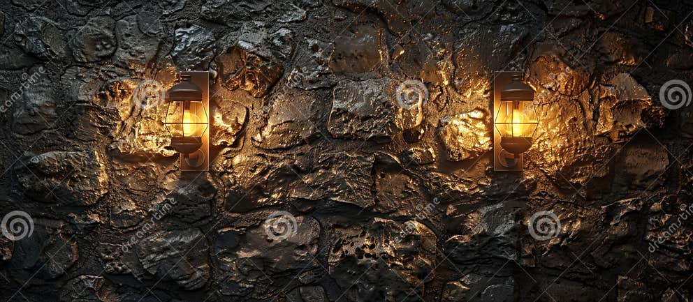 Illuminated Stone Wall stock image. Image of atmospheric - 309968699