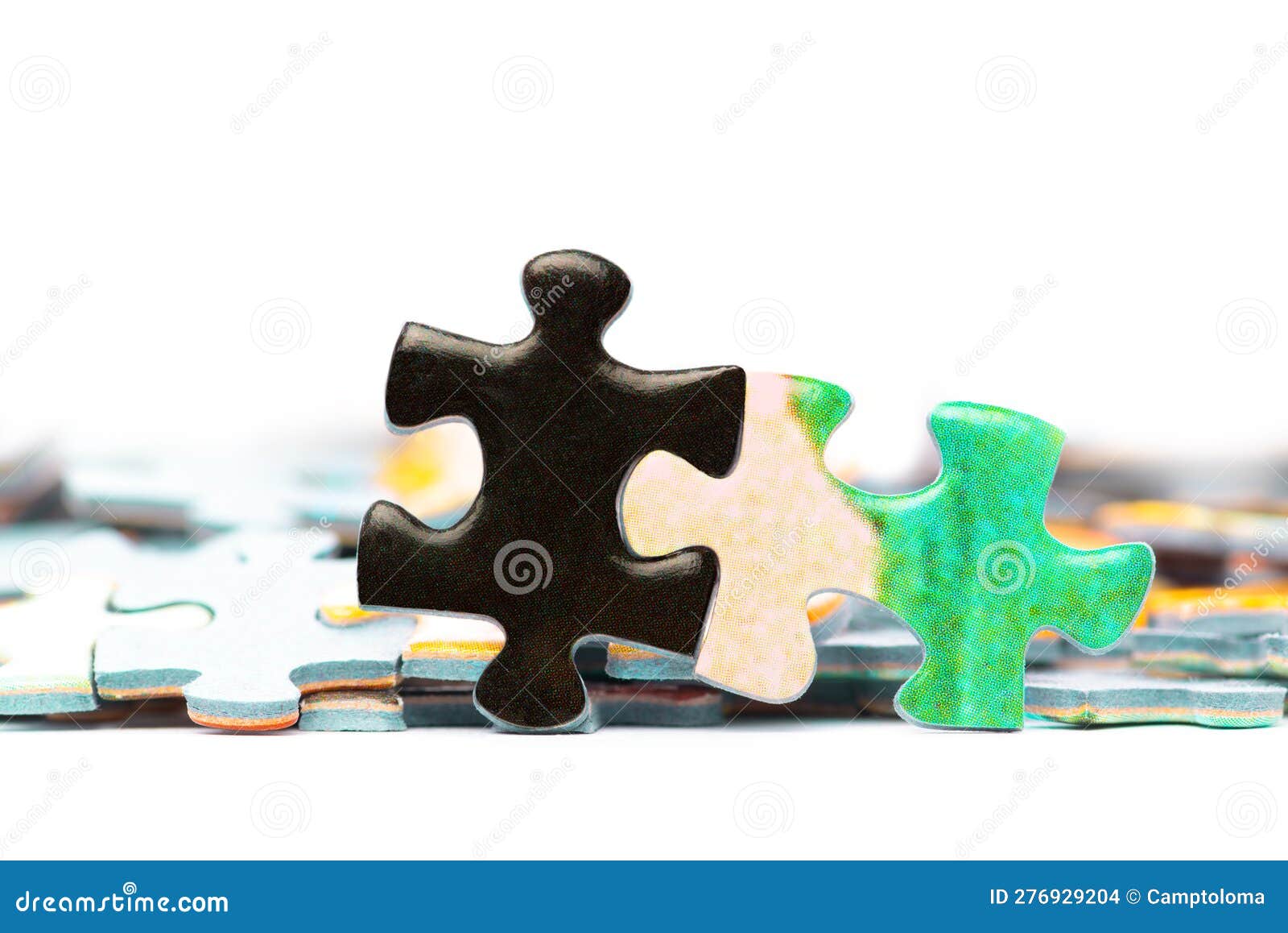 Two Bright Puzzle Pieces Connected Stock Photo - Image of solve ...