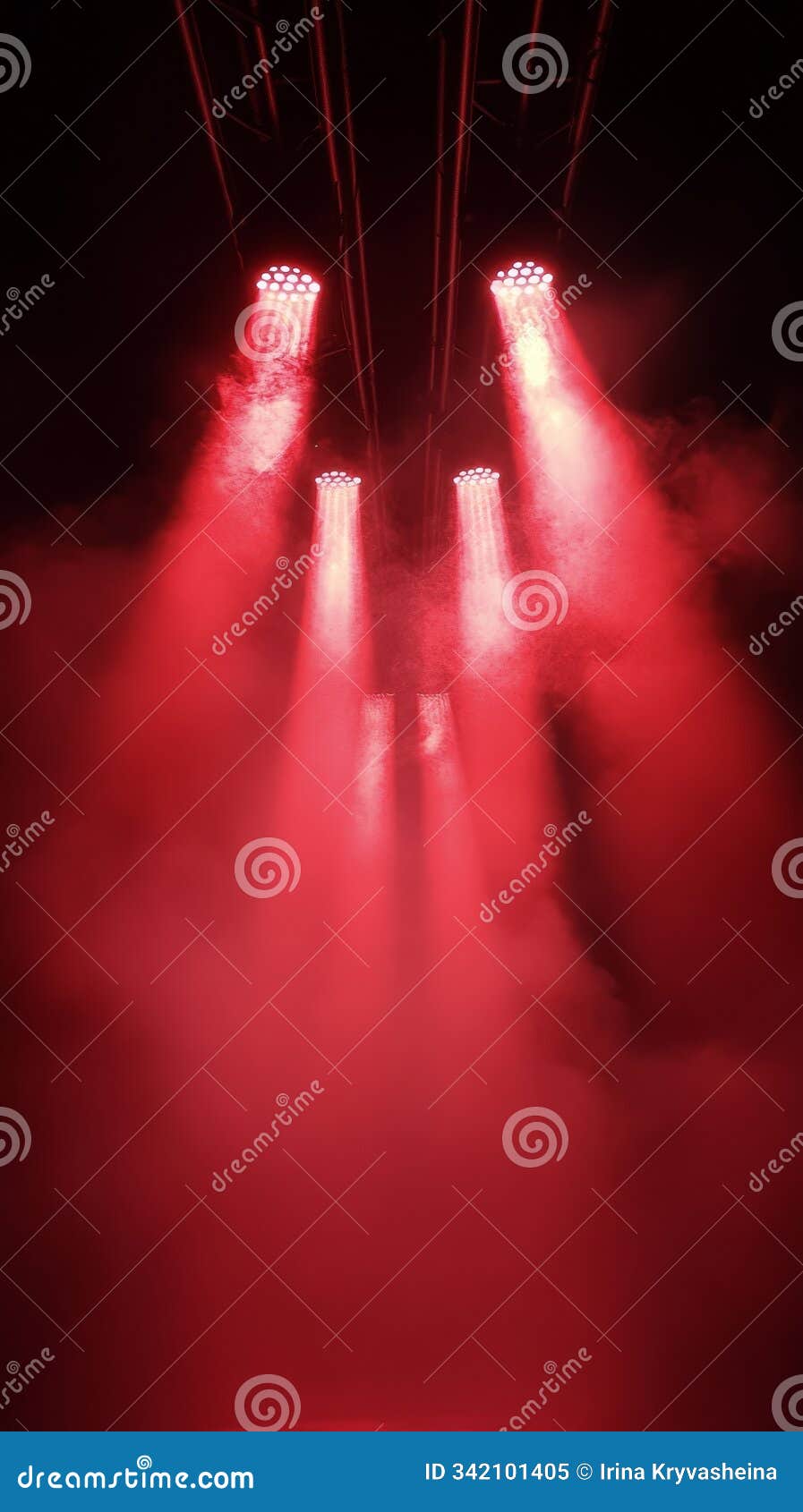 Bright Red Beams of Light Shining through Smoke during an Evening Event ...