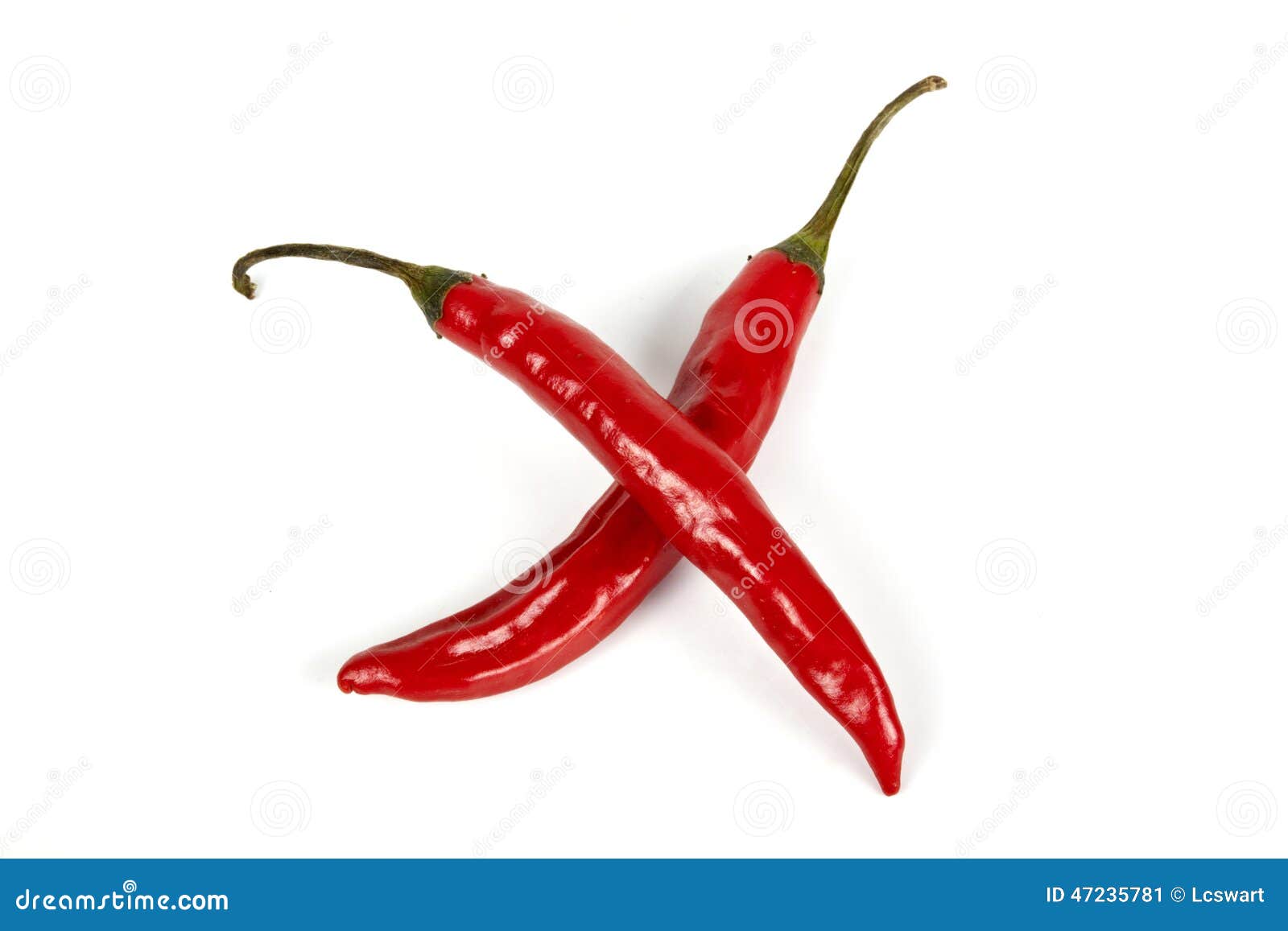 Two Bright Red Hot Chillies in the Shape of an X Stock Image - Image of ...