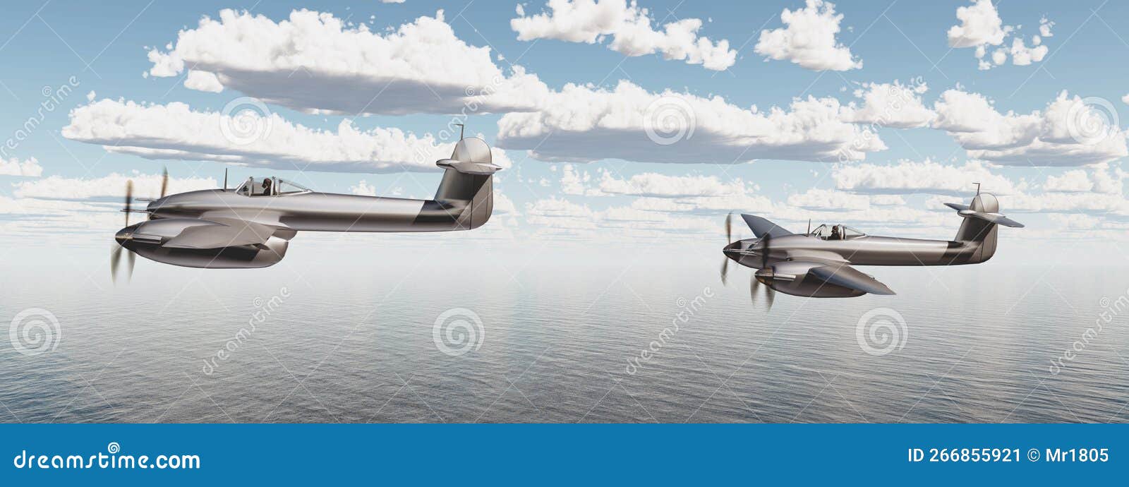 Two British Fighter Planes of World War II Over the Sea Stock ...