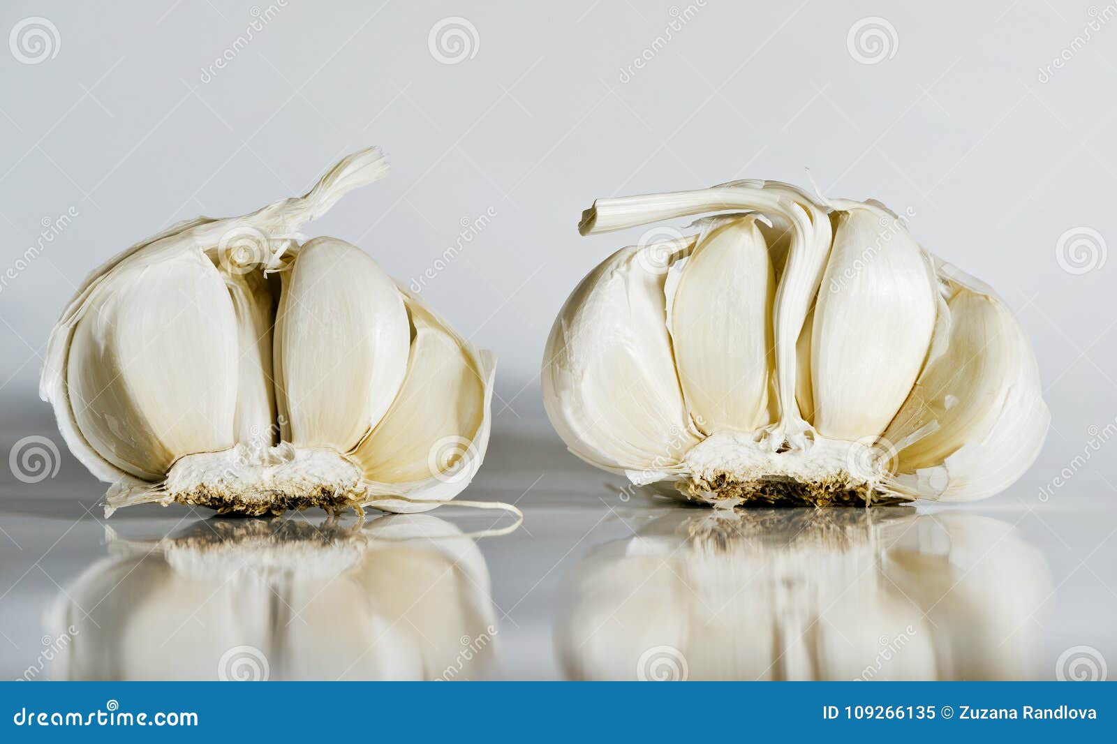 Two broken bulbs of garlic stock image. Image of break - 109266135