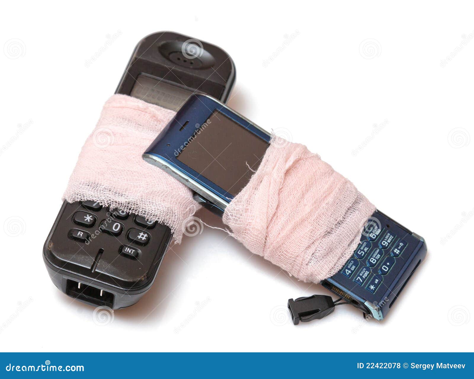 Two broken cell phones stock photo. Image of service - 22422078