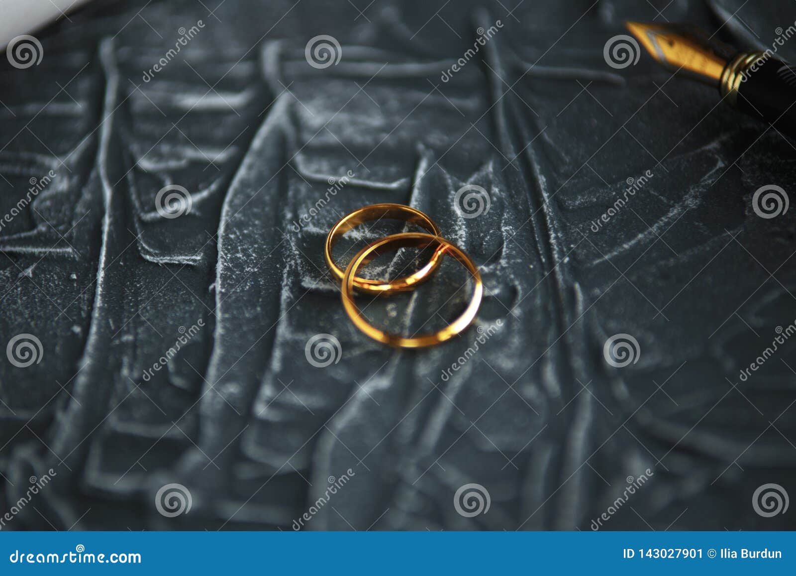 Two Broken Golden Wedding Rings Divorce Decree Document. Divorce and ...