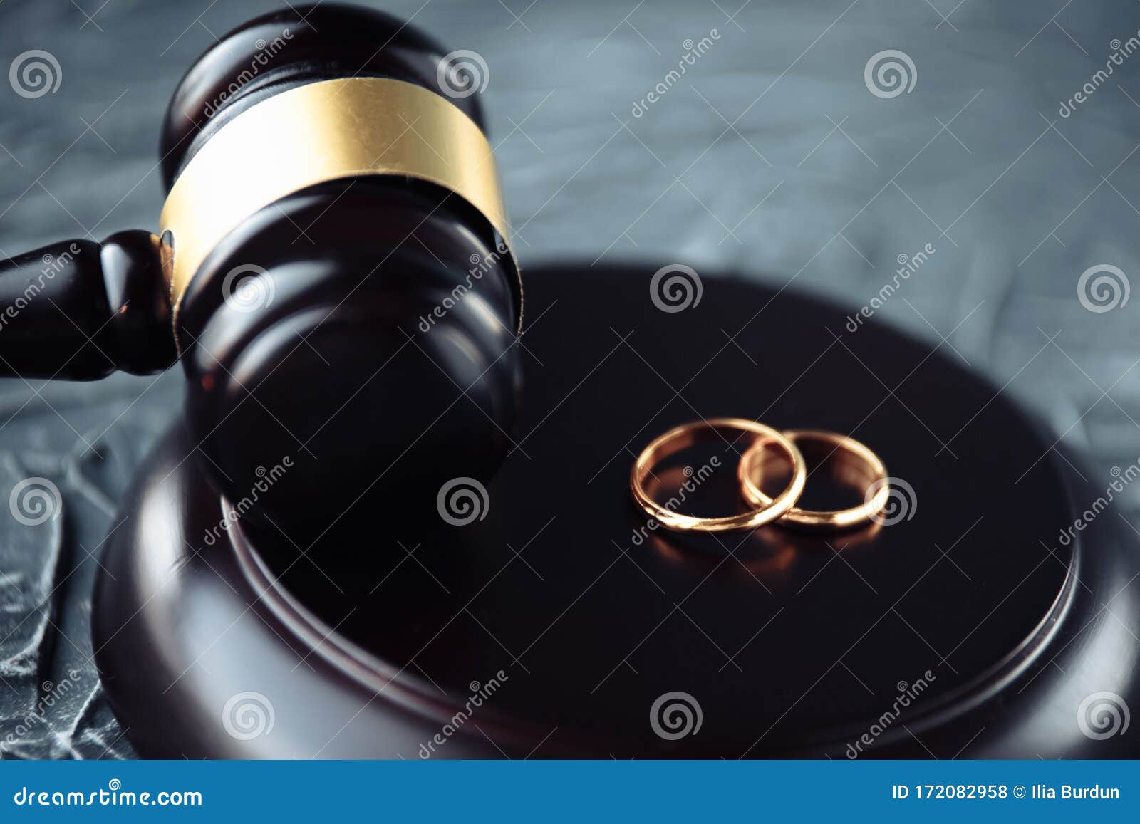 Two Broken Golden Wedding Rings Divorce Decree Document. Divorce and ...