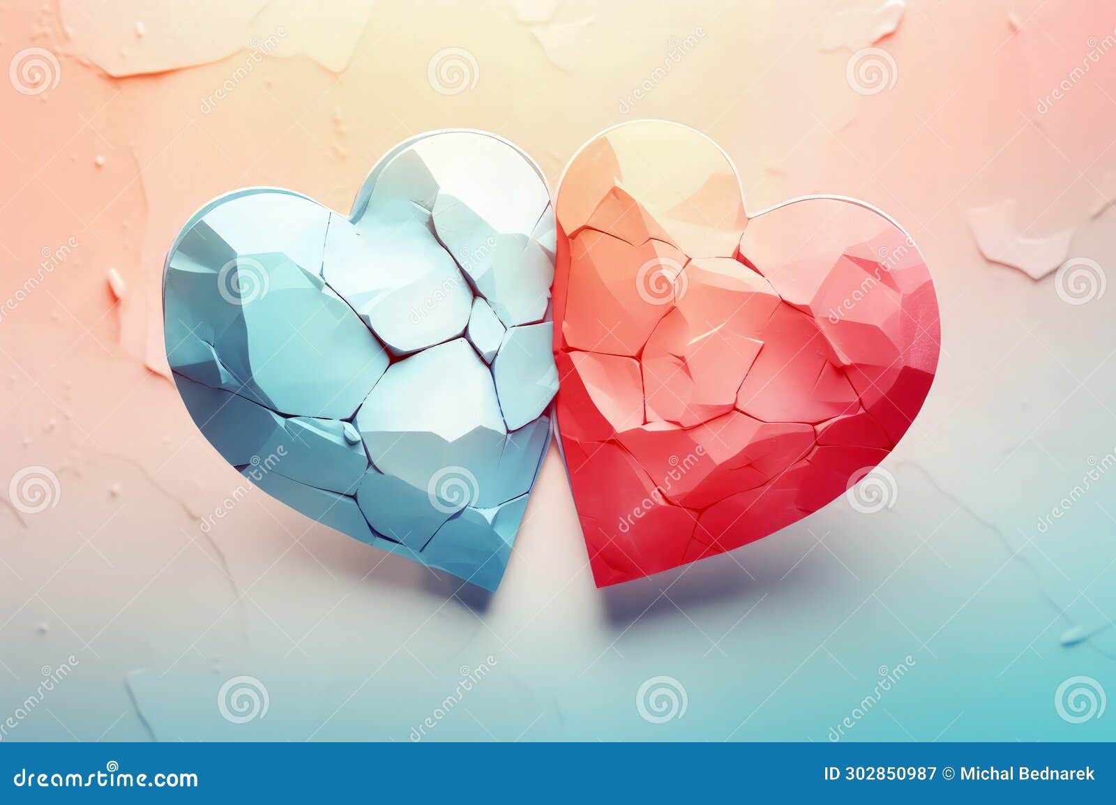 Two Broken Hearts, Concept of Love Heartbreak, End of Love Stock Image ...