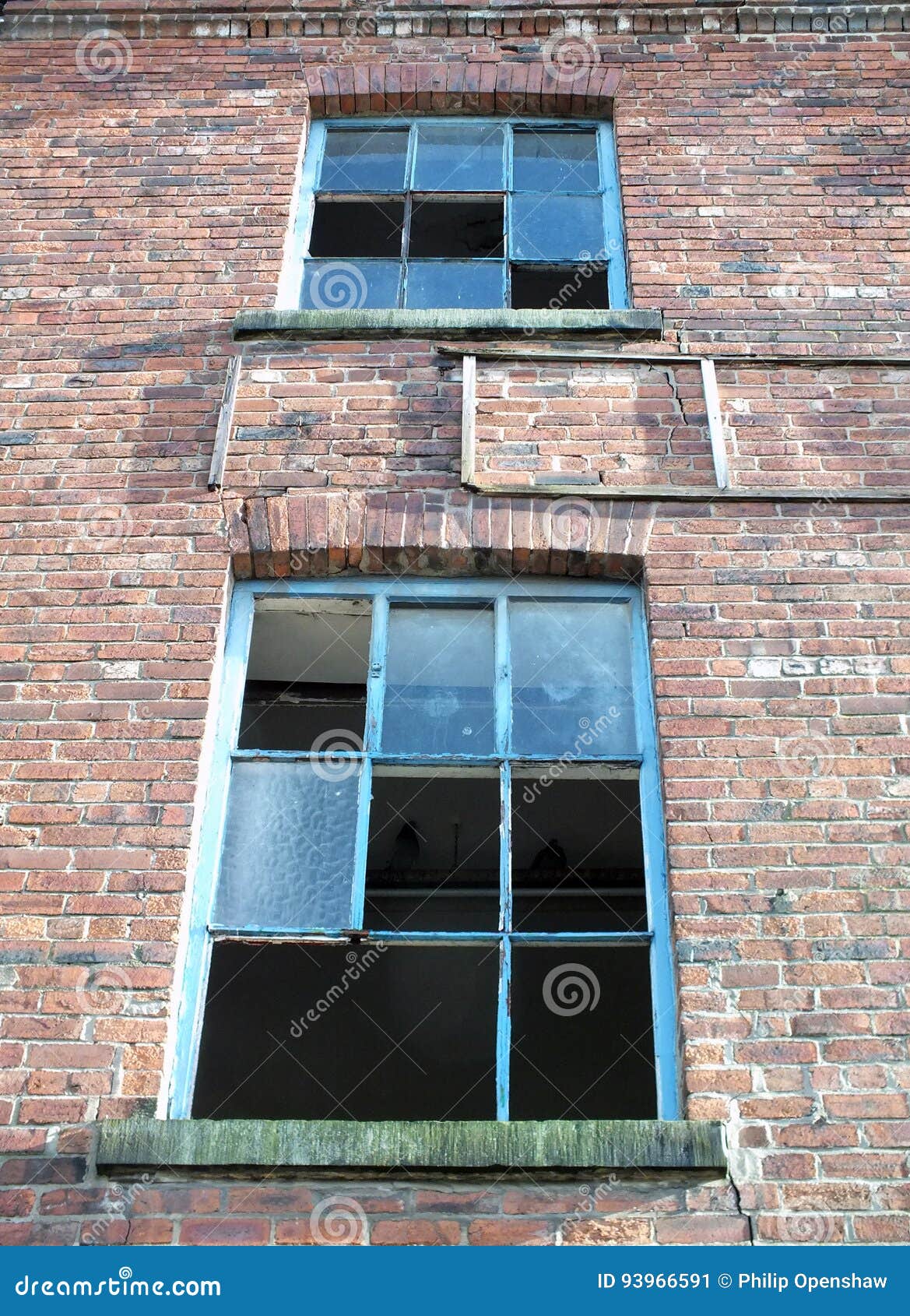 Two Broken Windows Derelict Brick Building Stock Image - Image of house ...