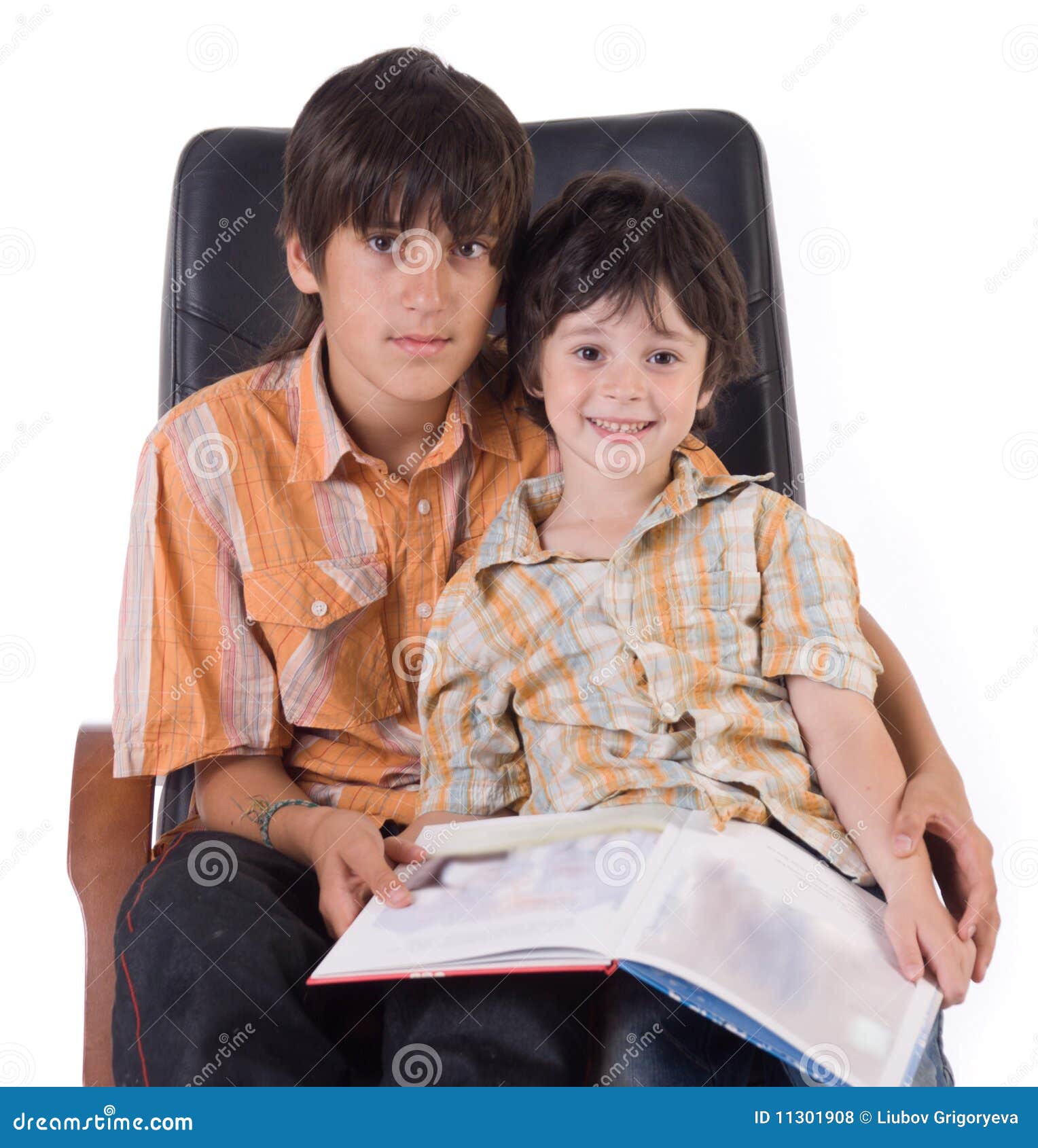 Two brothers with book stock photo. Image of story, friendship - 11301908