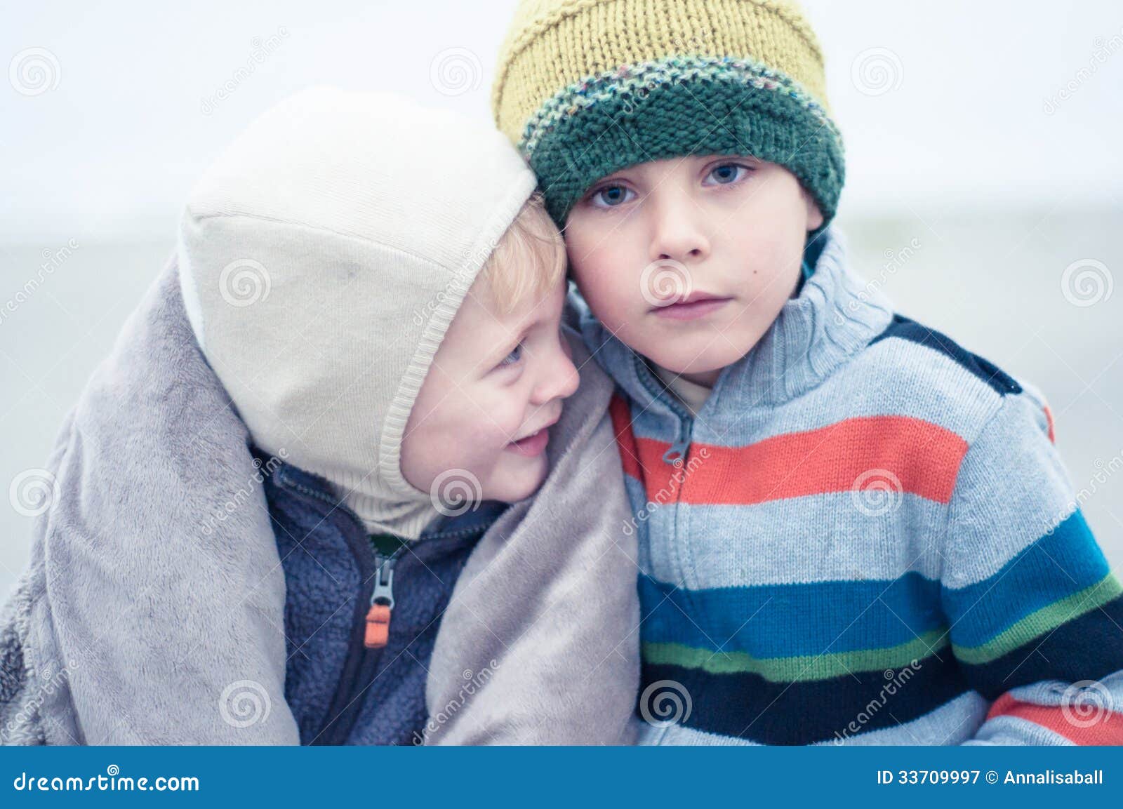 Two Brothers Hugging on the Beach Stock Image - Image of cute, younger ...