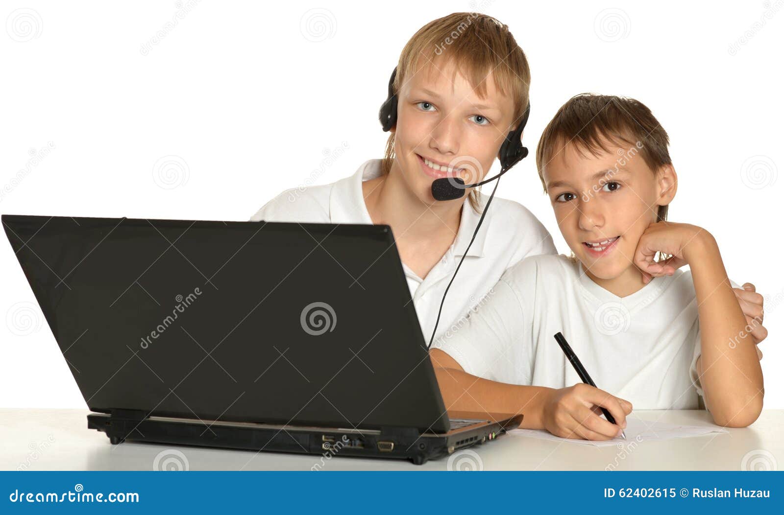 Two brothers with laptop stock image. Image of boys, male - 62402615