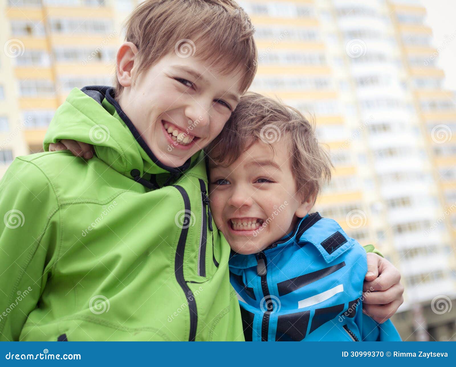 Two Brothers Laugh, Outdoor Stock Photo - Image of childhood, embrace ...