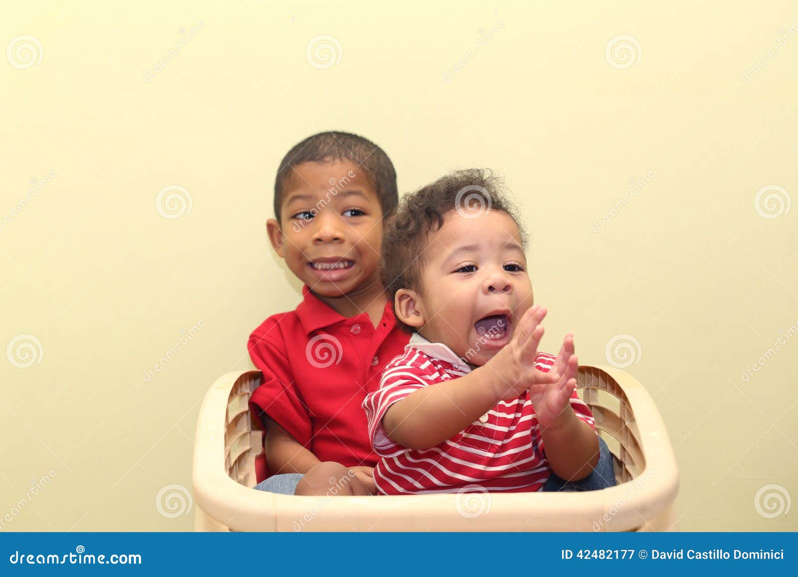Two Brothers of Mixed Race. Focus in the Front Baby Stock Image - Image ...