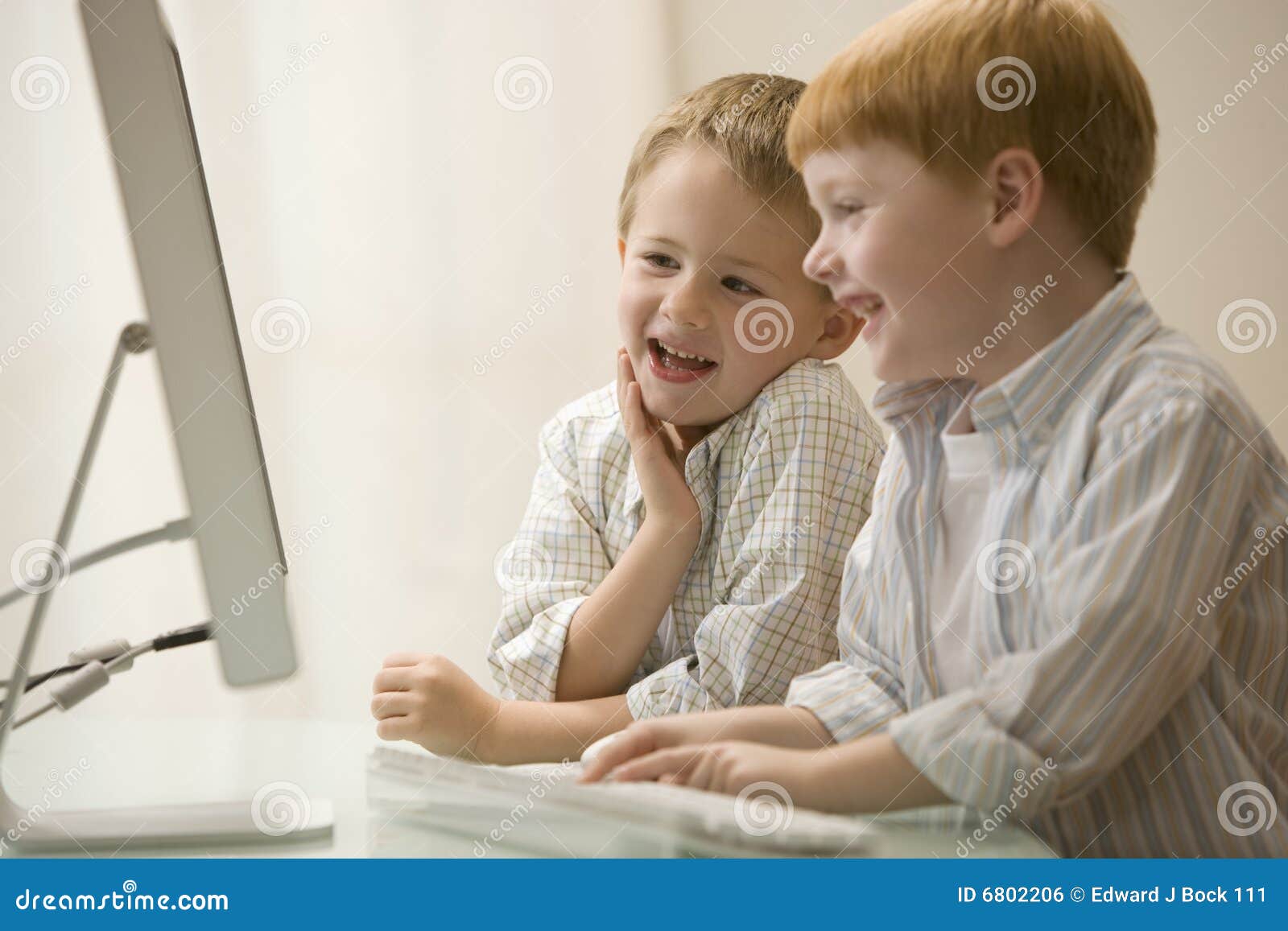 Two Brothers Playing Computer Games Stock Photo - Image of connect ...