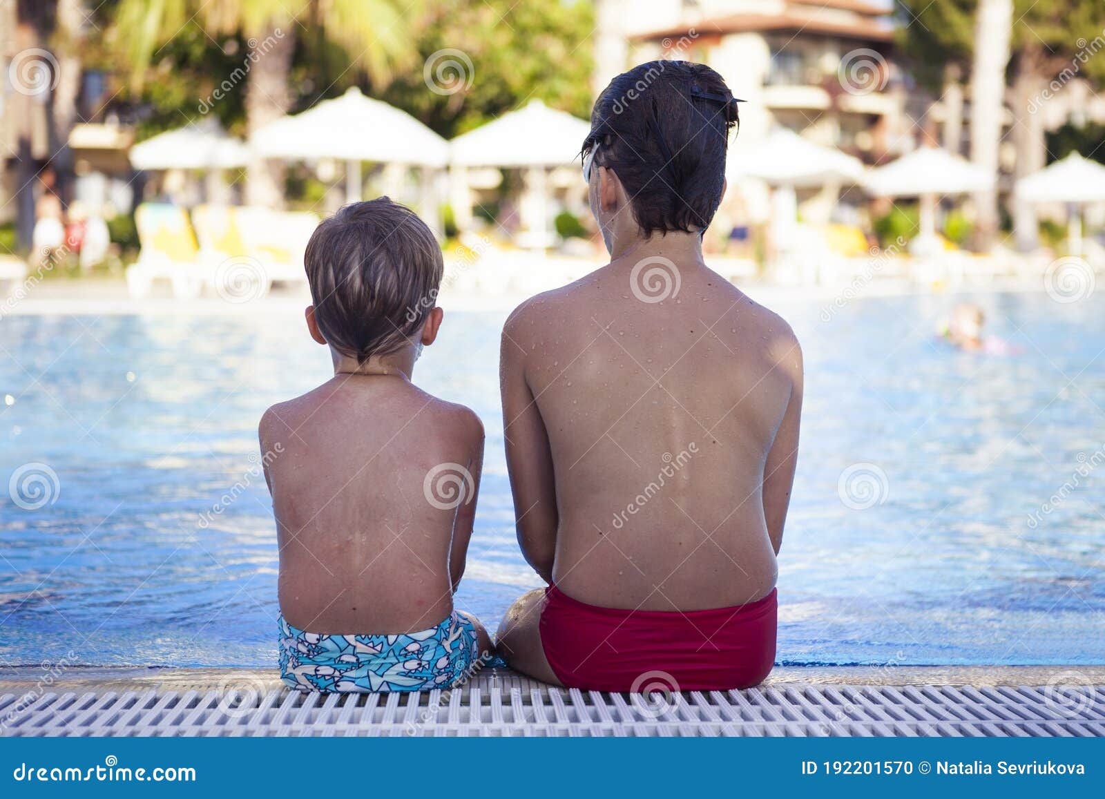 Two Brothers are Resting in the Pool Stock Photo - Image of swimming ...