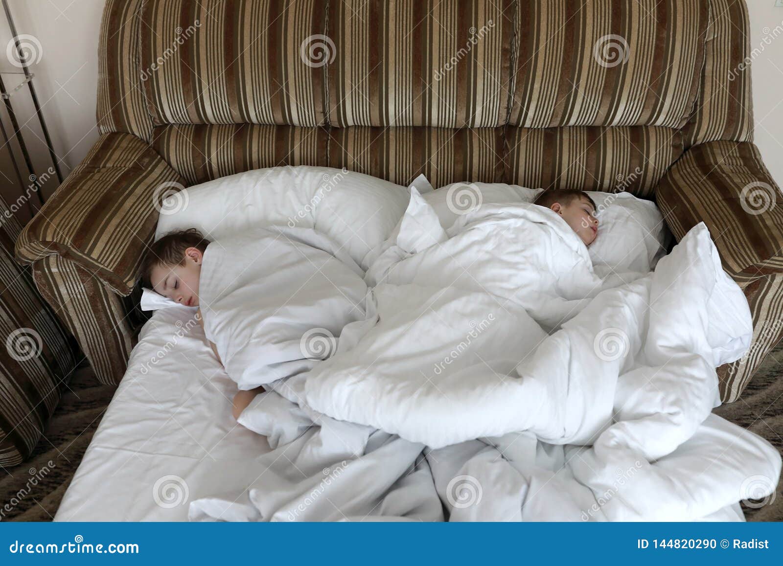 Two Brothers Sleeping in Bed Stock Photo - Image of morning, adorable ...