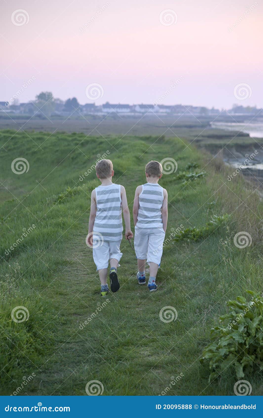Two Brothers Walk Away from Camera Stock Photo - Image of beauty, face ...