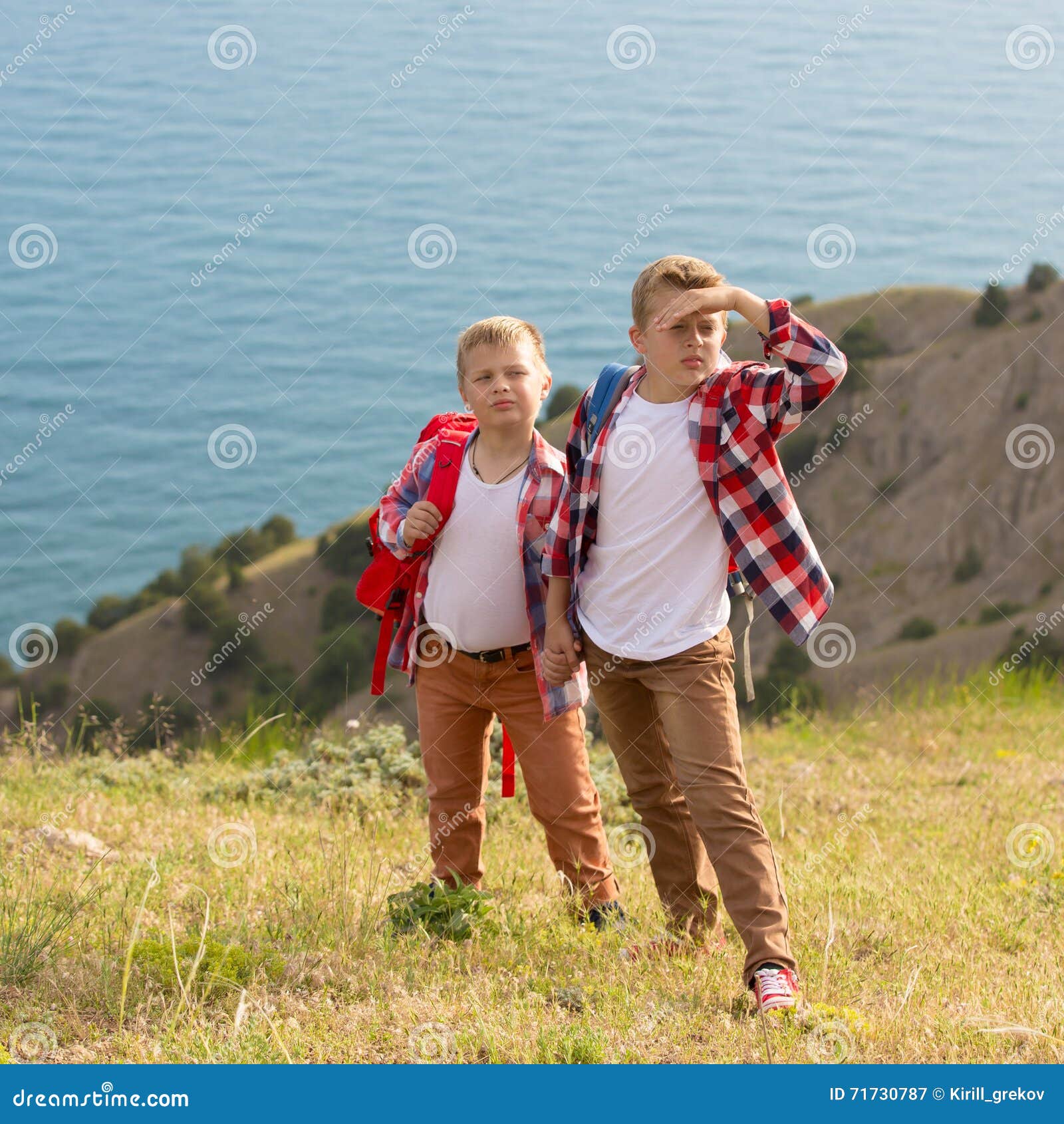 Two Brothers Walking in Mountains Stock Image - Image of countryside ...
