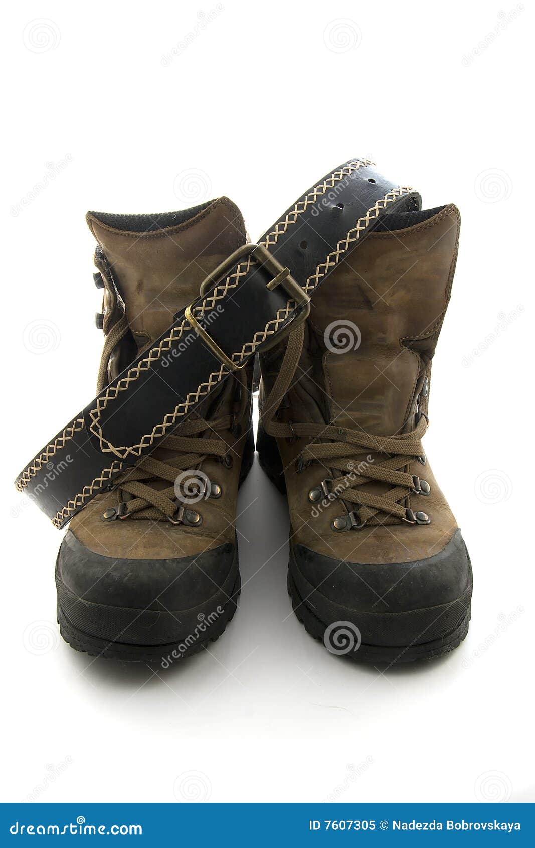 Two brown boots stock image. Image of belt, active, canvas - 7607305