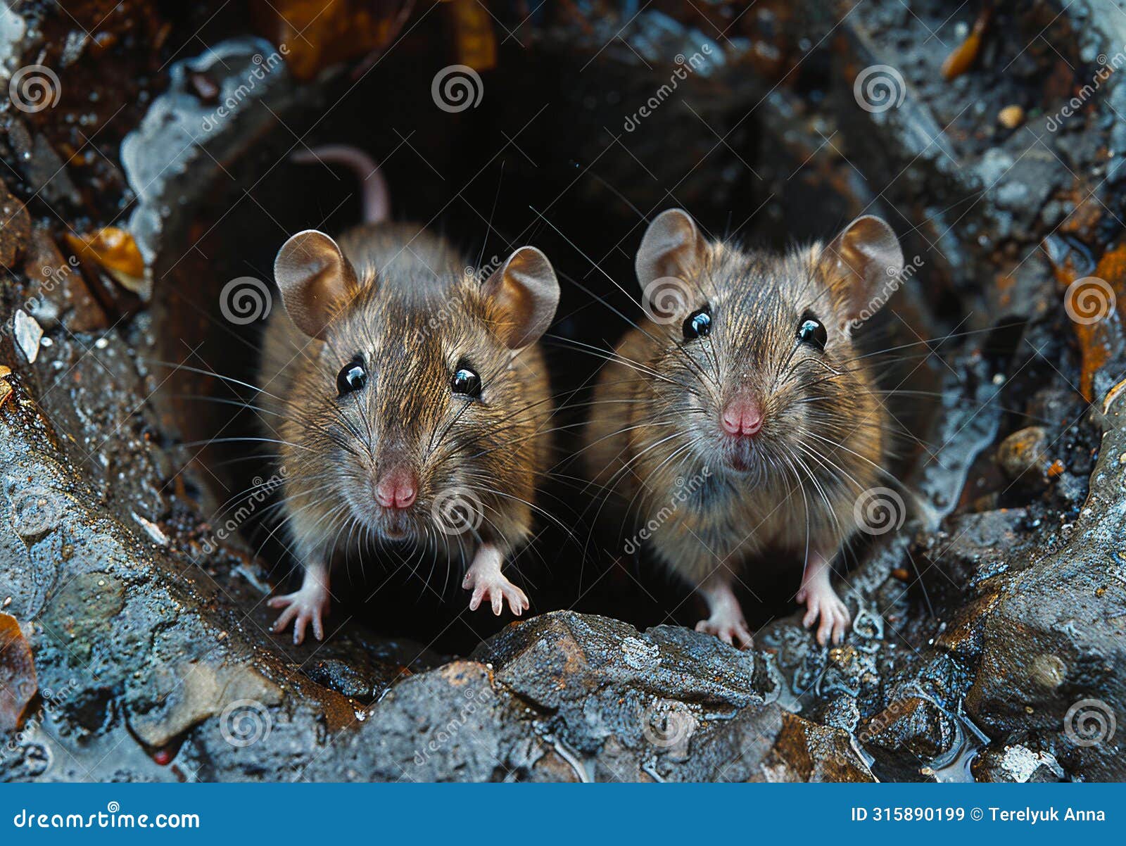 Two Brown Rats Looking Out of Hole in Tree Stock Image - Image of ...