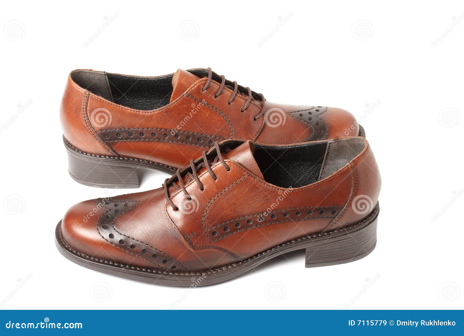 Two Brown Shoes Isolated on White Stock Image - Image of leathers ...