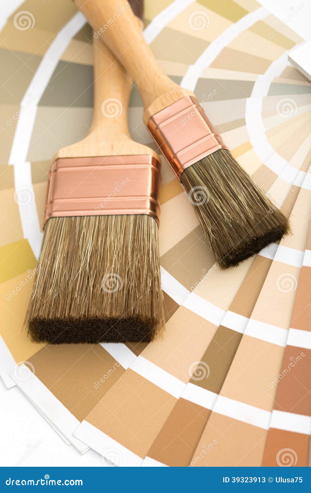 Two Brushes on a Colour Palette Guide Stock Image - Image of interiors ...