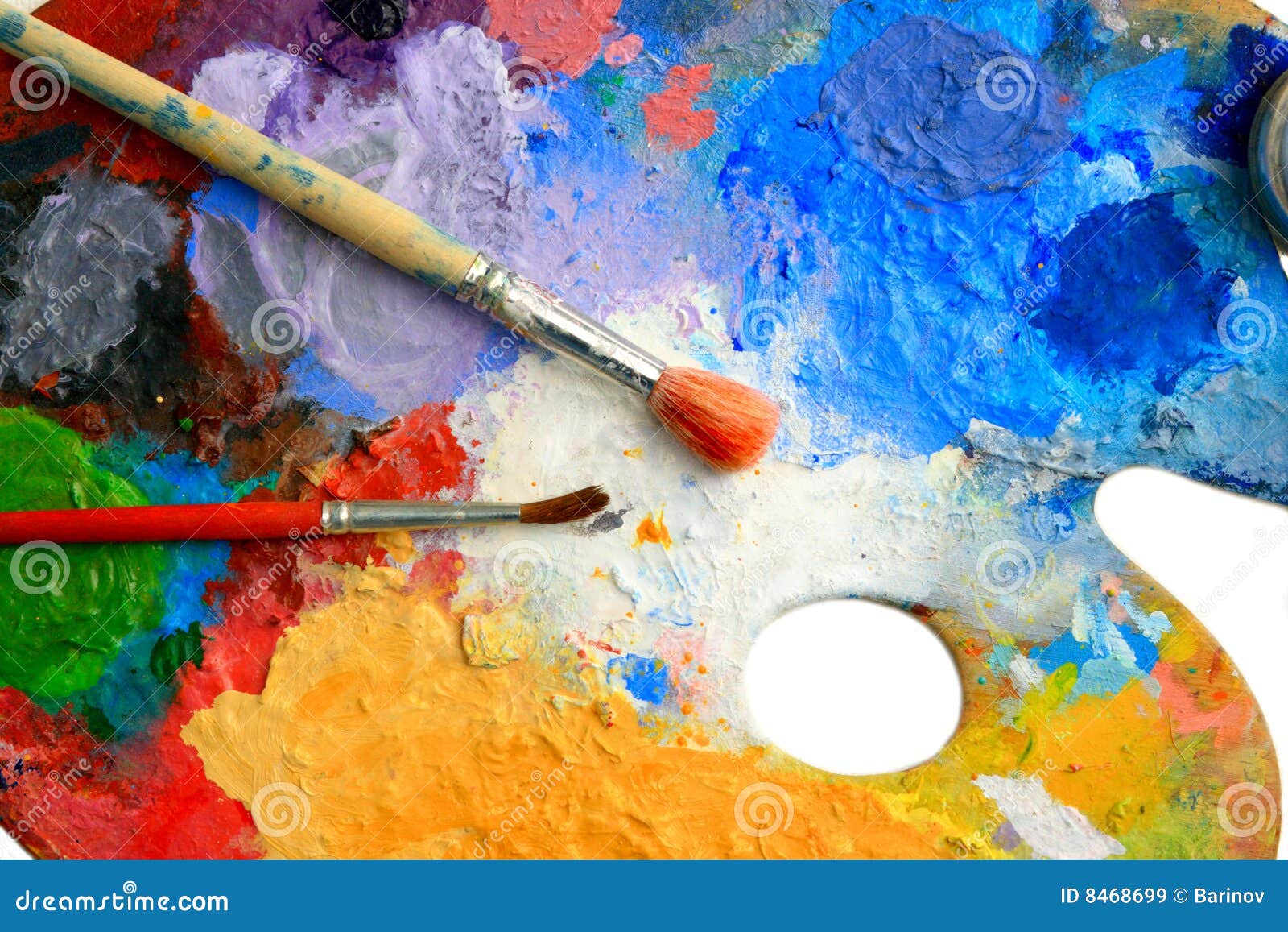 Two Brushes Lay on an Art Palette Stock Image - Image of creativity ...