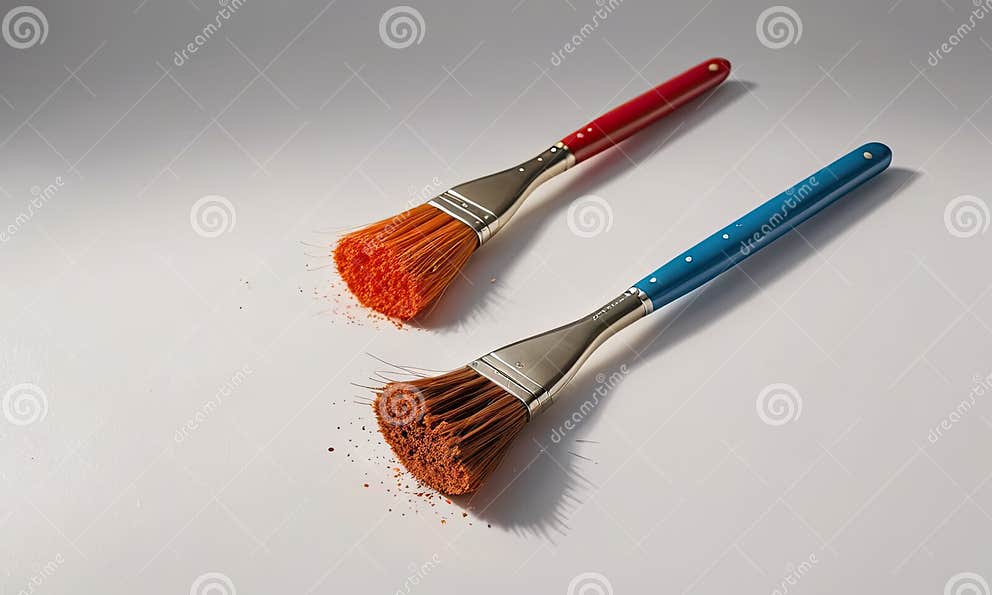 Two Brushes are Shown in the Image, One of Which is Brown and the Other ...