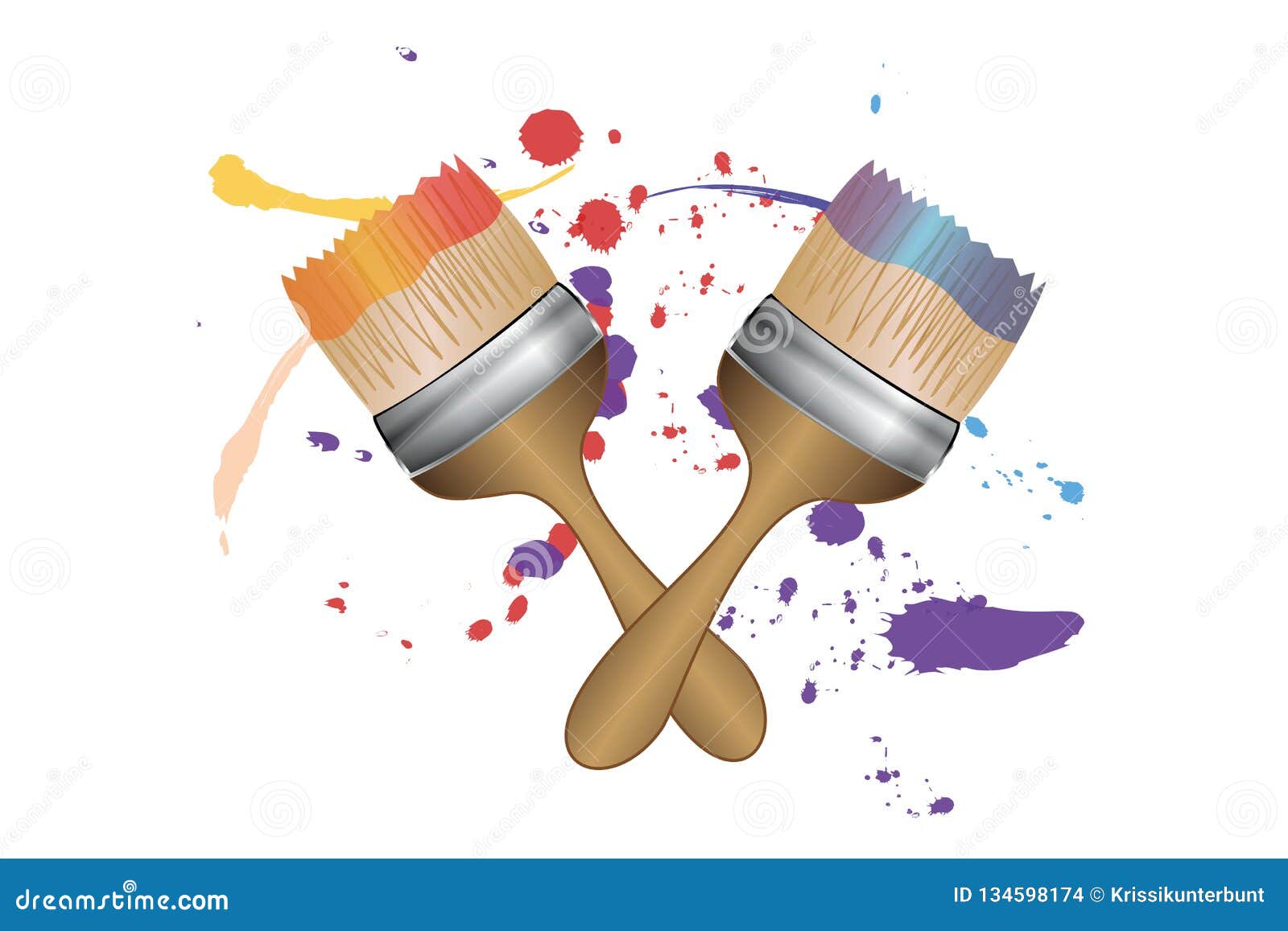 Two Brushes with Splashes of Color Stock Vector - Illustration of ...