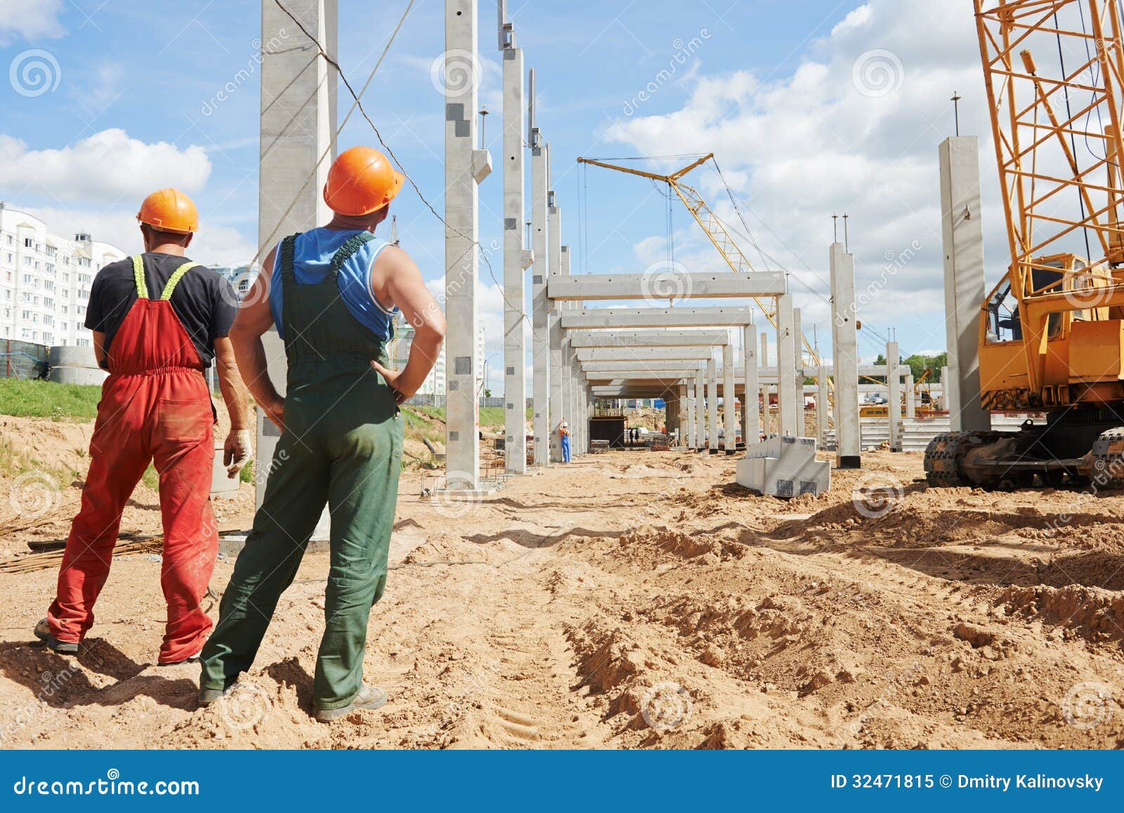 Two Builders at Construction Site Stock Image - Image of caucasian ...