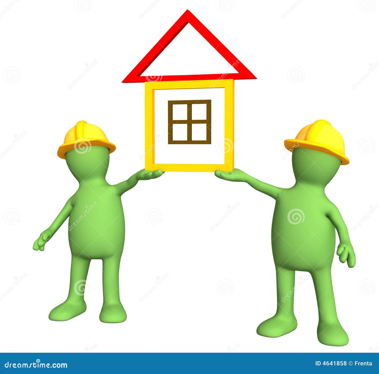 Two Builders, Holding in Hands the Stylized House Stock Illustration ...