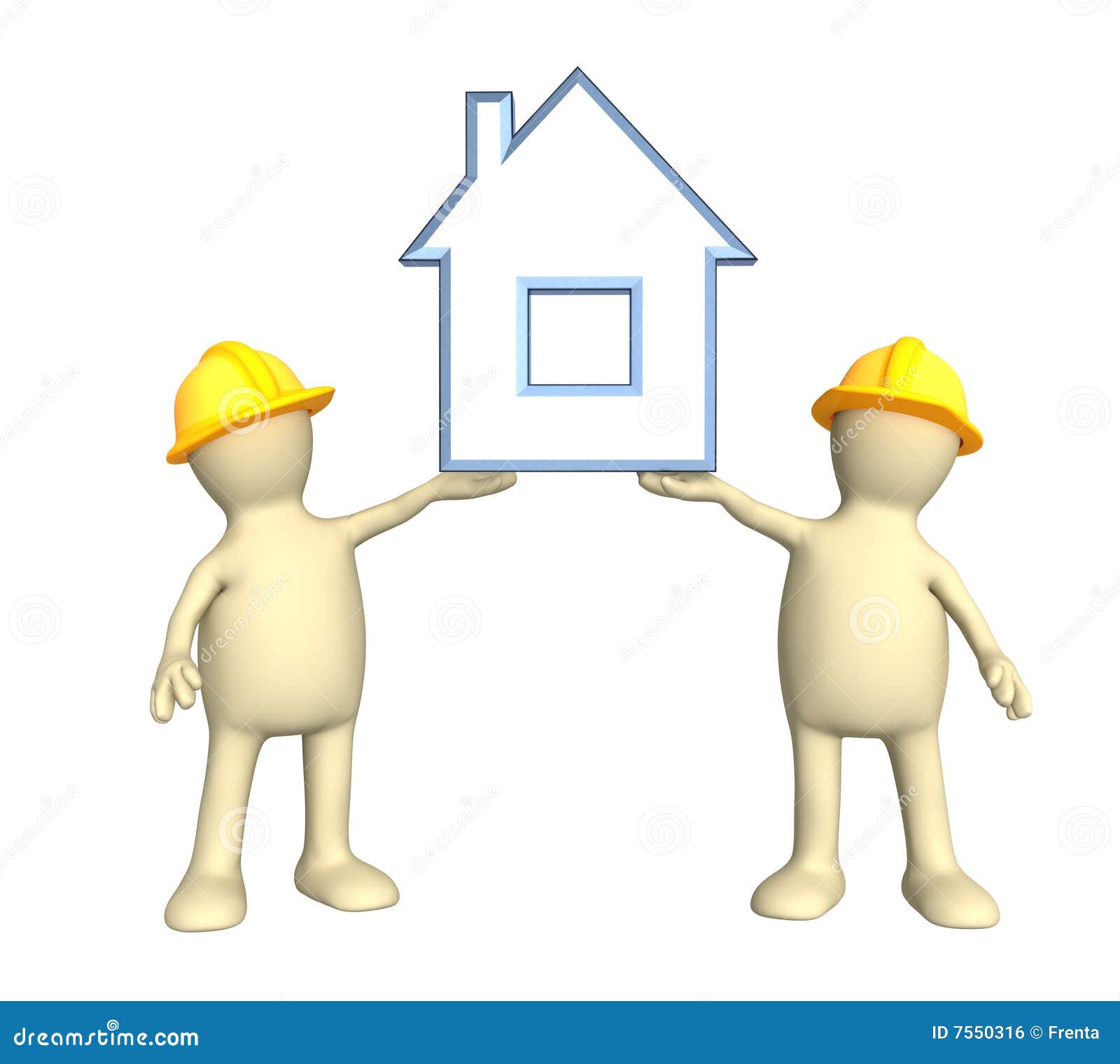 Two Builders, Holding in Hands the Stylized House Stock Illustration ...